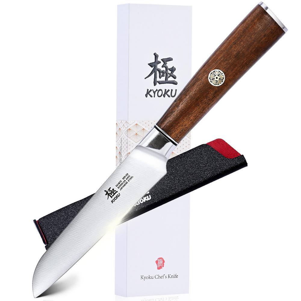 KYOKU Daimyo Series 4.6 in. 440C Stainless Steel Full Tang V Edge Paring Knife with Ergonomic ...