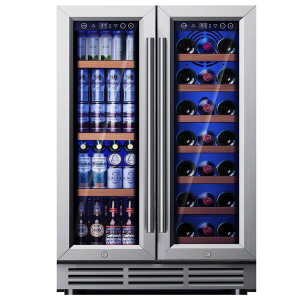 Gilati 23.42 in. Dual Zone 18-Wine Bottles and 68-Cans Beverage and ...