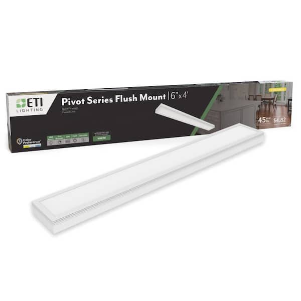 ETI LIGHTING PIVOT 4 ft. x 8 in. White Back-Lit LED Flush Mount Ceiling ...