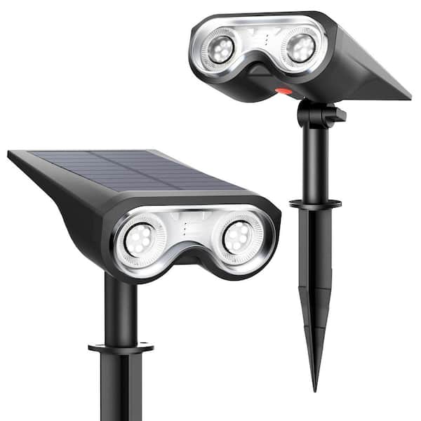 GIGALUMI Black Cold White Solar Integrated LED Landscape Spot Lights (2 ...