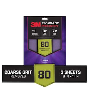 3M Pro Grade Precision 9 in. x 11 in. 80 Grit Faster Sanding Sheets ...