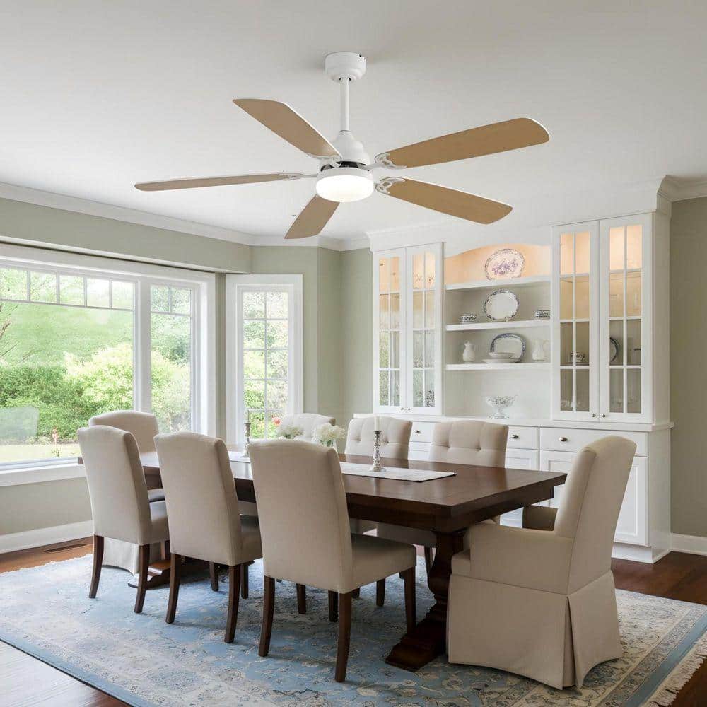 RCCFBHM Light Pro 52 in. Indoor White Modern Ceiling Fan with Dimmable ...