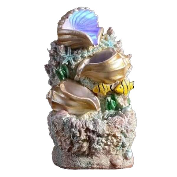 Afoxsos Coral Shell Tabletop Fountain with LED Lights for Indoor Zen ...