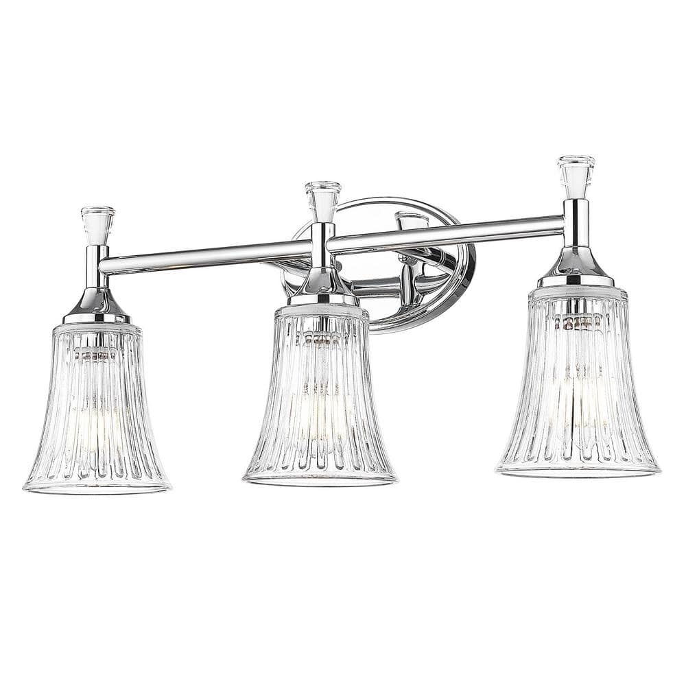 JAZAVA 22 in. Modern 3-Light Chrome Finish Vanity Lighting Fixtures ...