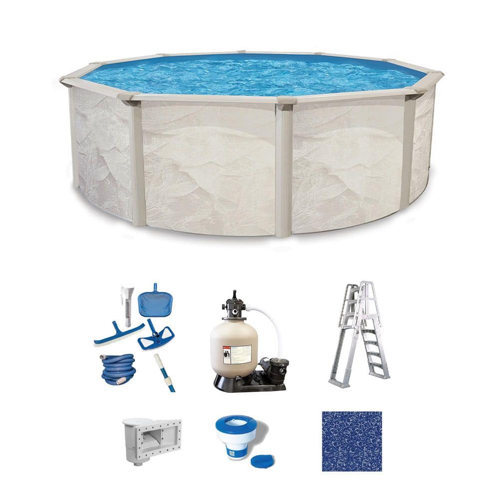 AQUARIAN Independence 24 ft. Round 52 in. Deep Hard Sided Above Ground ...