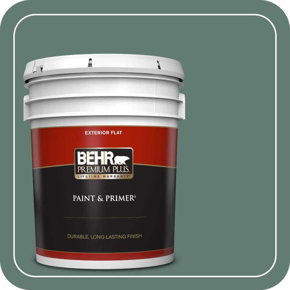 BEHR PREMIUM PLUS 5 gal. #S430-6 Forest Edge Flat Exterior Paint ...