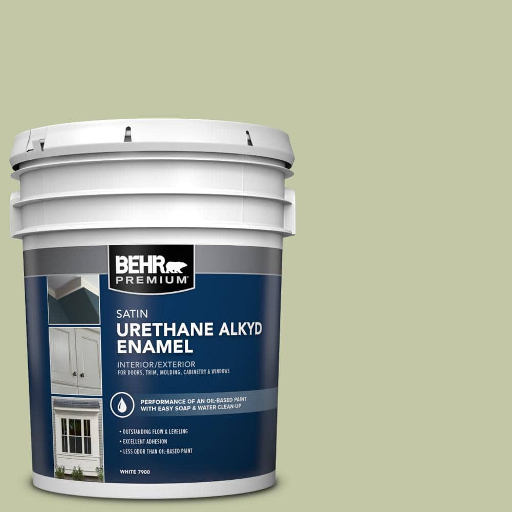 BEHR PREMIUM 5 gal. #410E-3 Rejuvenate Urethane Alkyd Satin Enamel ...