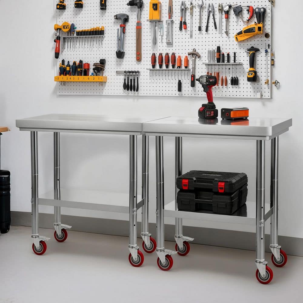 VEVOR Stainless Steel Table, 24 x 30 in. Food Prep Worktable, Kitchen ...