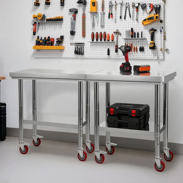 VEVOR Stainless Steel Table, 24 x 30 in. Food Prep Worktable, Kitchen ...