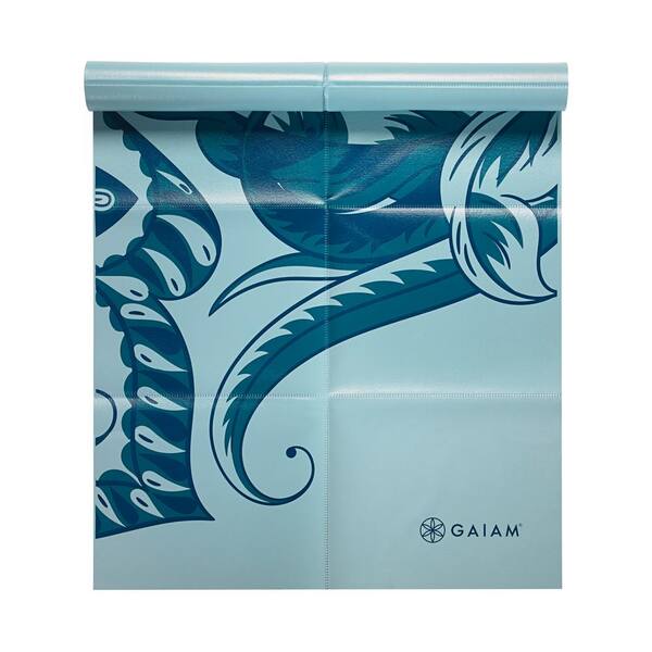 GAIAM Fold-able Icy Paisley 68 in. L x 24 in. W x 2 mm Yoga Mat (11.33 ...
