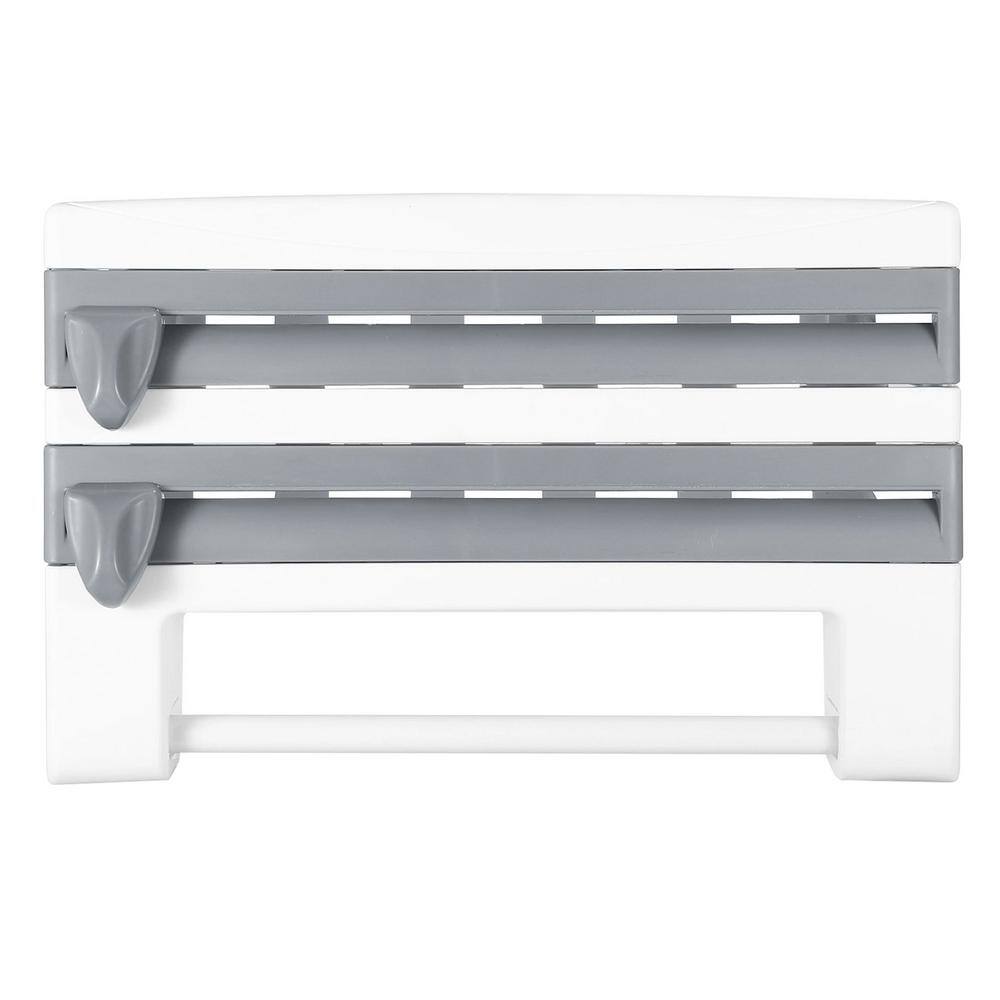 Aoibox 1-Shelf Plastic Spice Rack Wall Mount with Paper Roll Holder ...