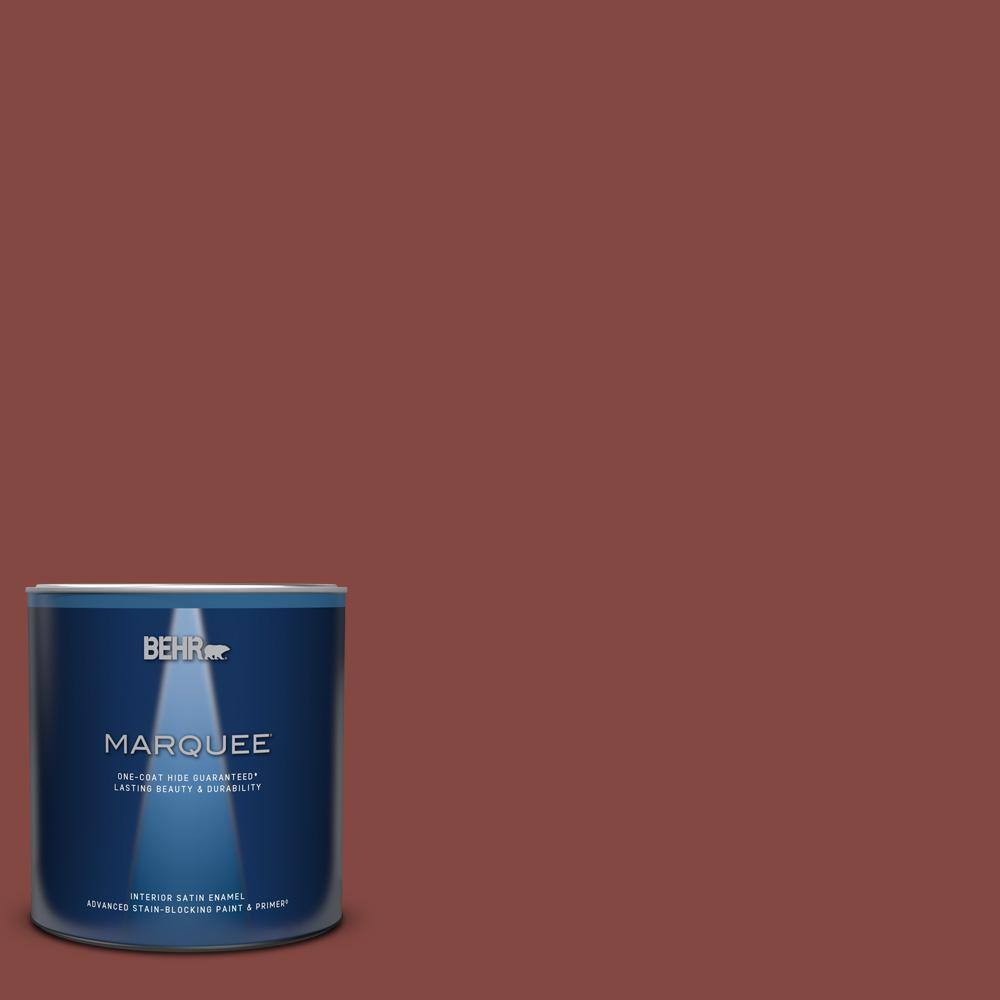 BEHR MARQUEE 1 qt. #S-H-170 Red Brick Satin Enamel Interior Paint ...