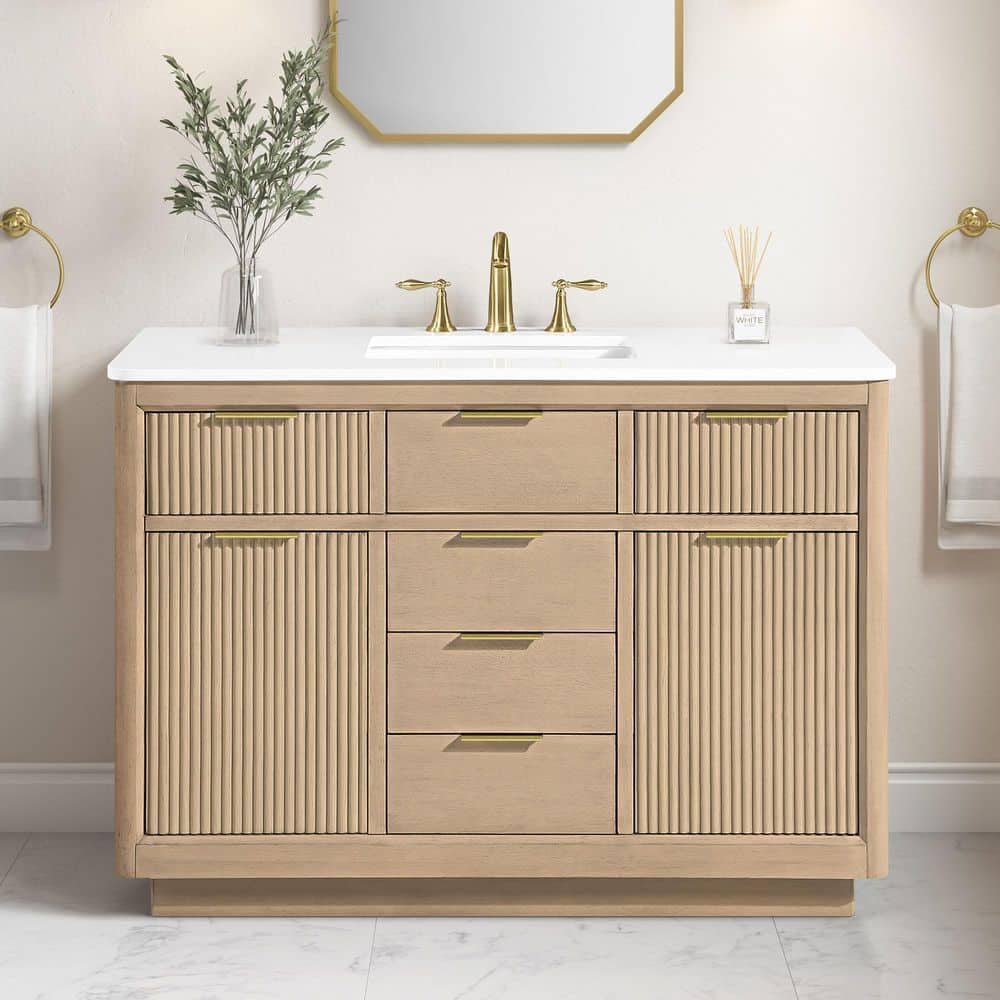 OVE Decors Xander 48in. Single Sink Freestanding Sahara Birch Bath ...
