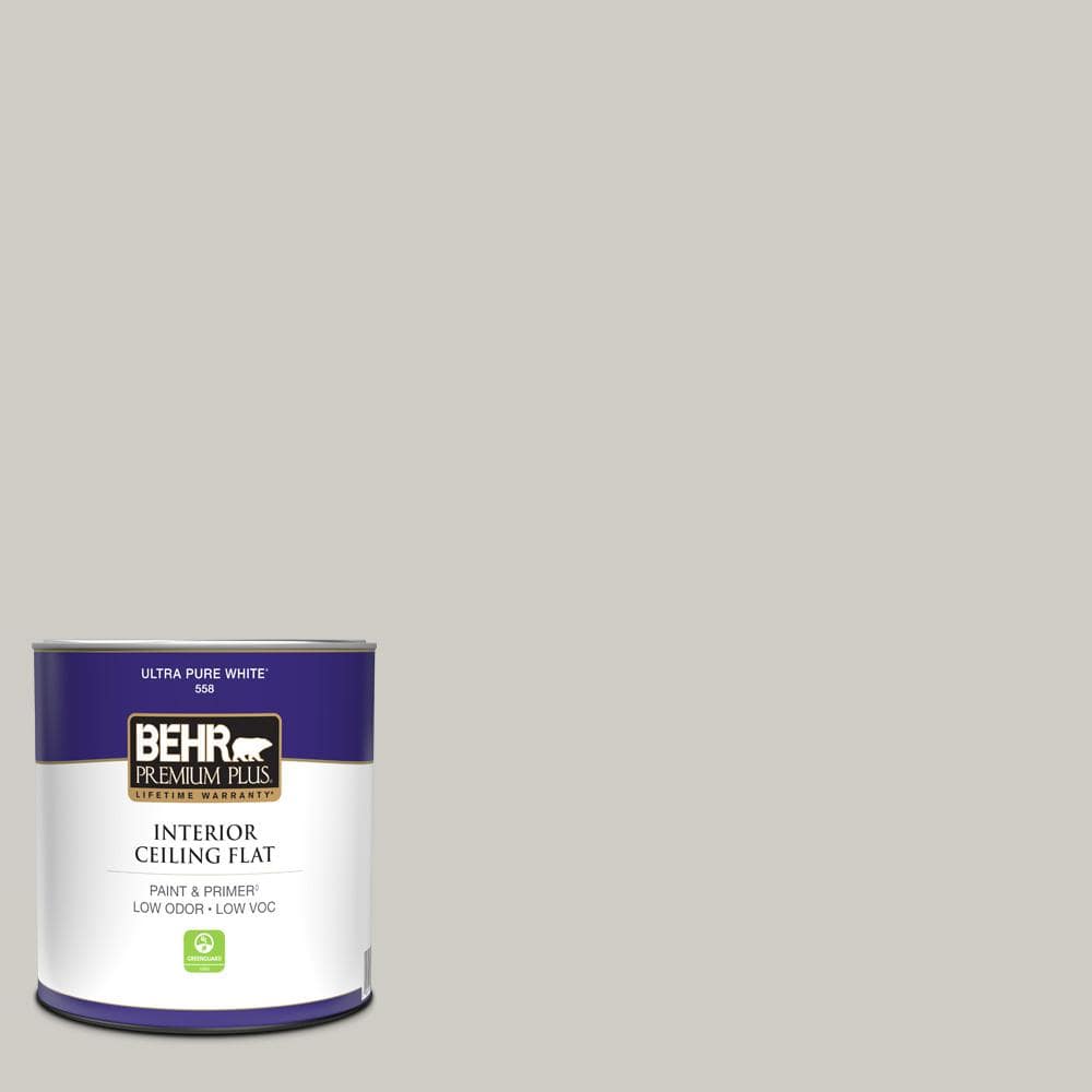 BEHR PREMIUM PLUS 1 qt. #PPU26-10 Chic Gray Ceiling Flat Interior Paint ...