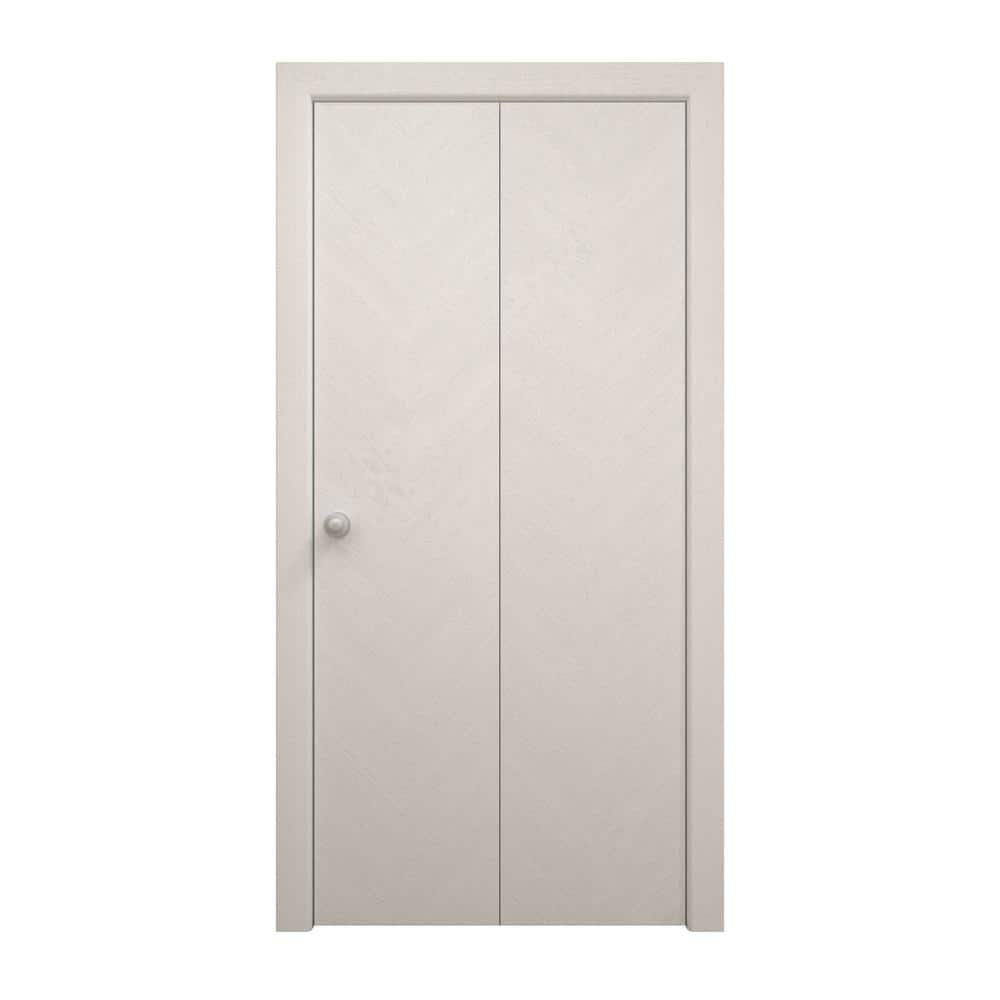 Sartodoors Assemble Required 36 in. x 80 in. Painted White Oak Solid ...