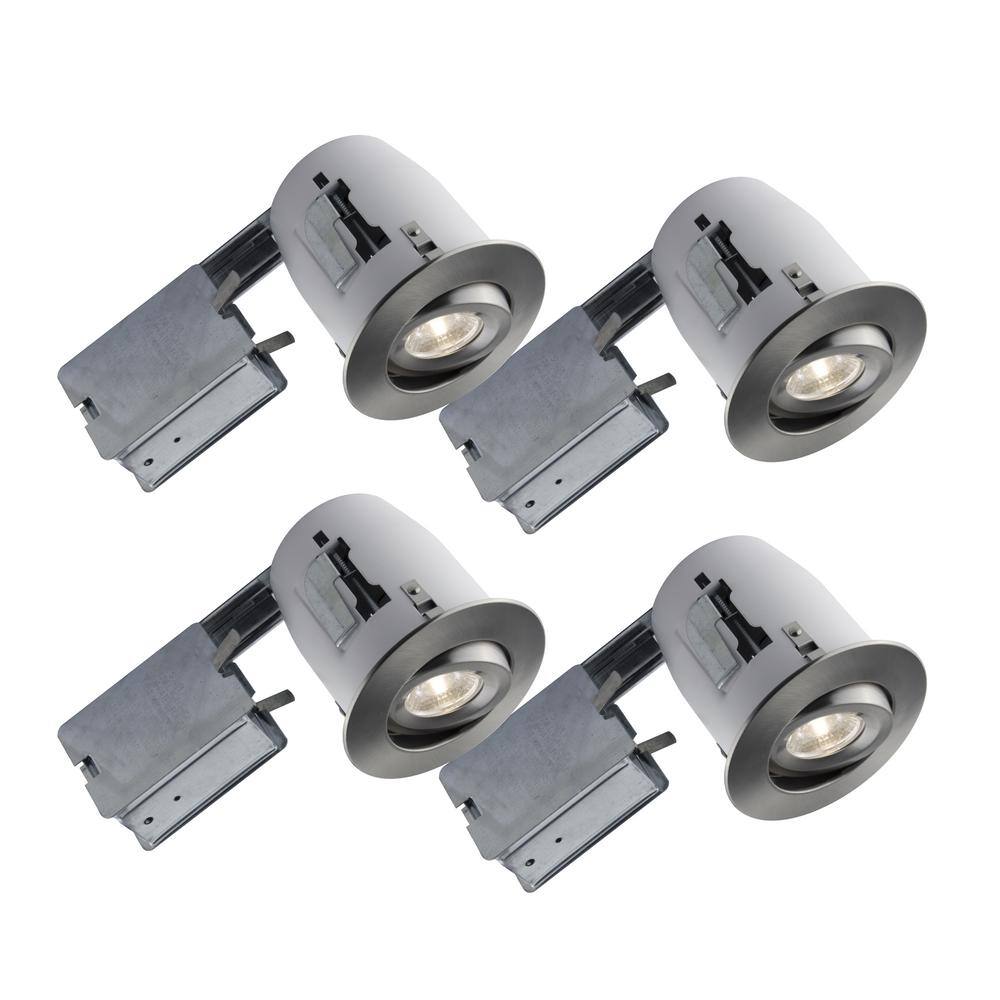 4-in. Brushed Chrome Recessed LED Lighting Kit with PAR20 Bulb Included ...