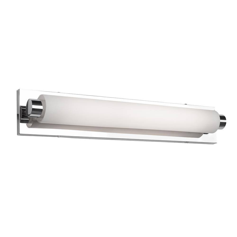 KUZCO Charleston 24 in. 1 Light 24-Watt Chrome Integrated LED Vanity ...