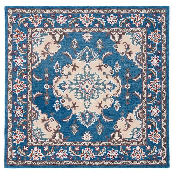 SAFAVIEH Antiquity 6 ft. x 6 ft. Blue/Ivory Traditional Medallion ...