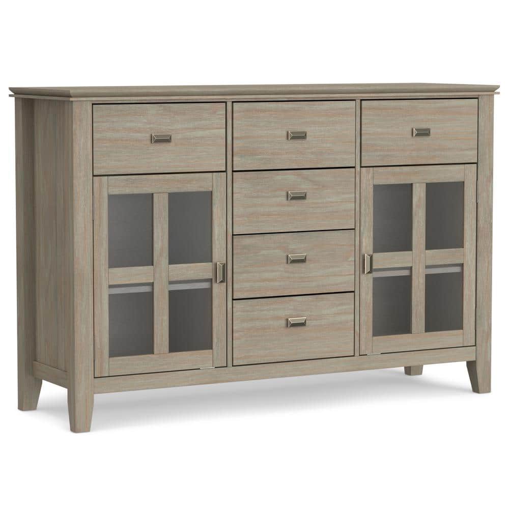 Simpli Home Artisan Solid Wood Sideboard Buffet in Distressed Grey