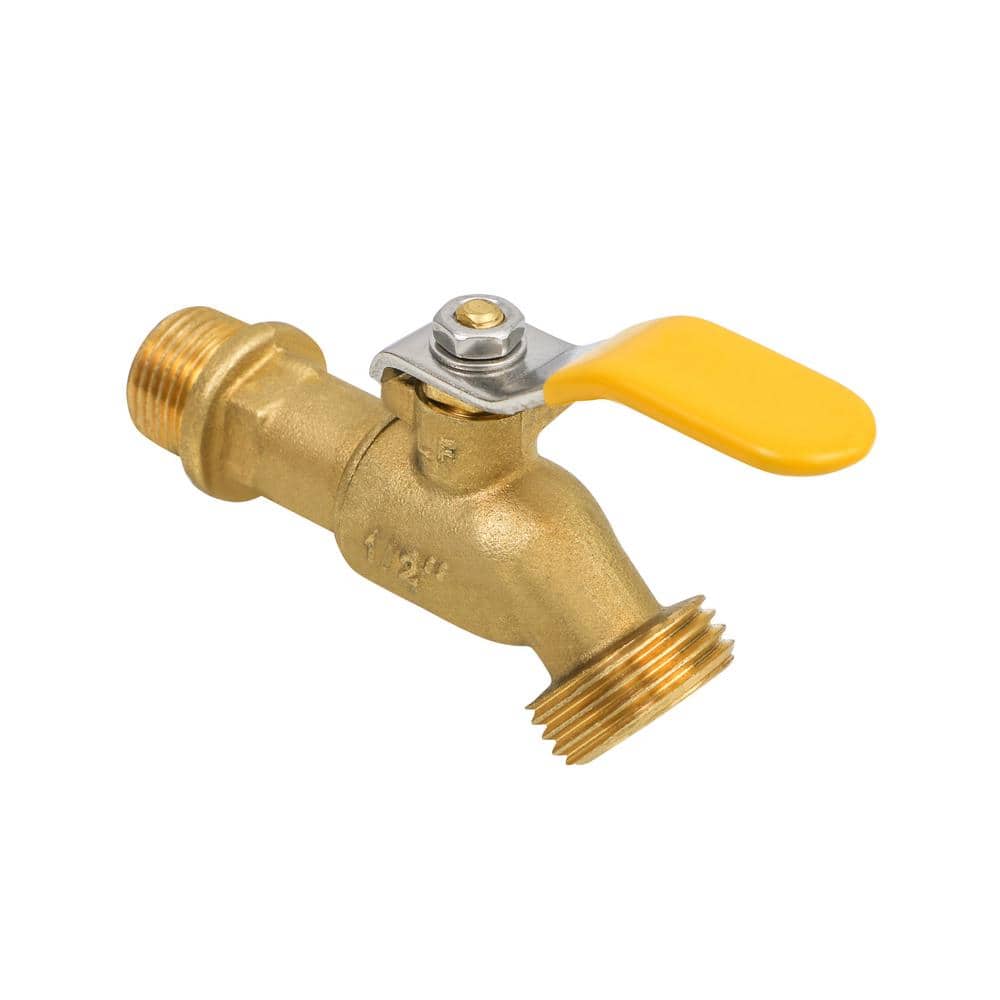 PLUMBFLEX 3/4 in. x 45° Angled Brass Faucet with Hose Bib, No Hose Kink ...