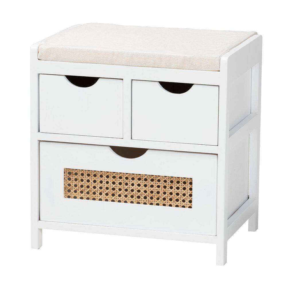 Baxton Studio Bastian White Storage Bench (17.7 in. H x 16.9 in. W x 12 ...