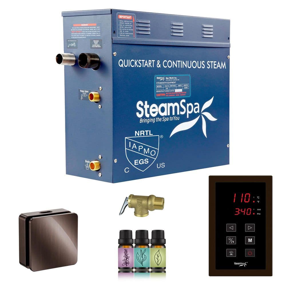 SteamSpa Oasis Series 9000-Watt Steam Generator with Continuous Steam Plus Easy Touch Pad in Oil ...