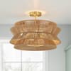TRUE FINE Silvia 20 in. 4-Light Tiered Rope Semi-Flush Mount Ceiling ...