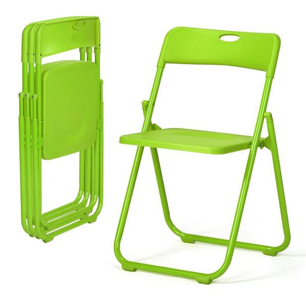 Karl home Grass Green Metal Frame Plastic Seat Folding Chairs Utility ...