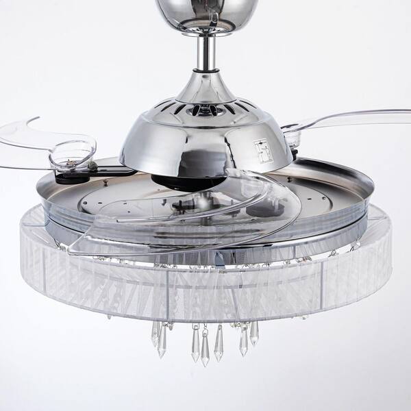 Crystal Chrome Led Ceiling Fan With Acrylic Blades | Shelly Lighting