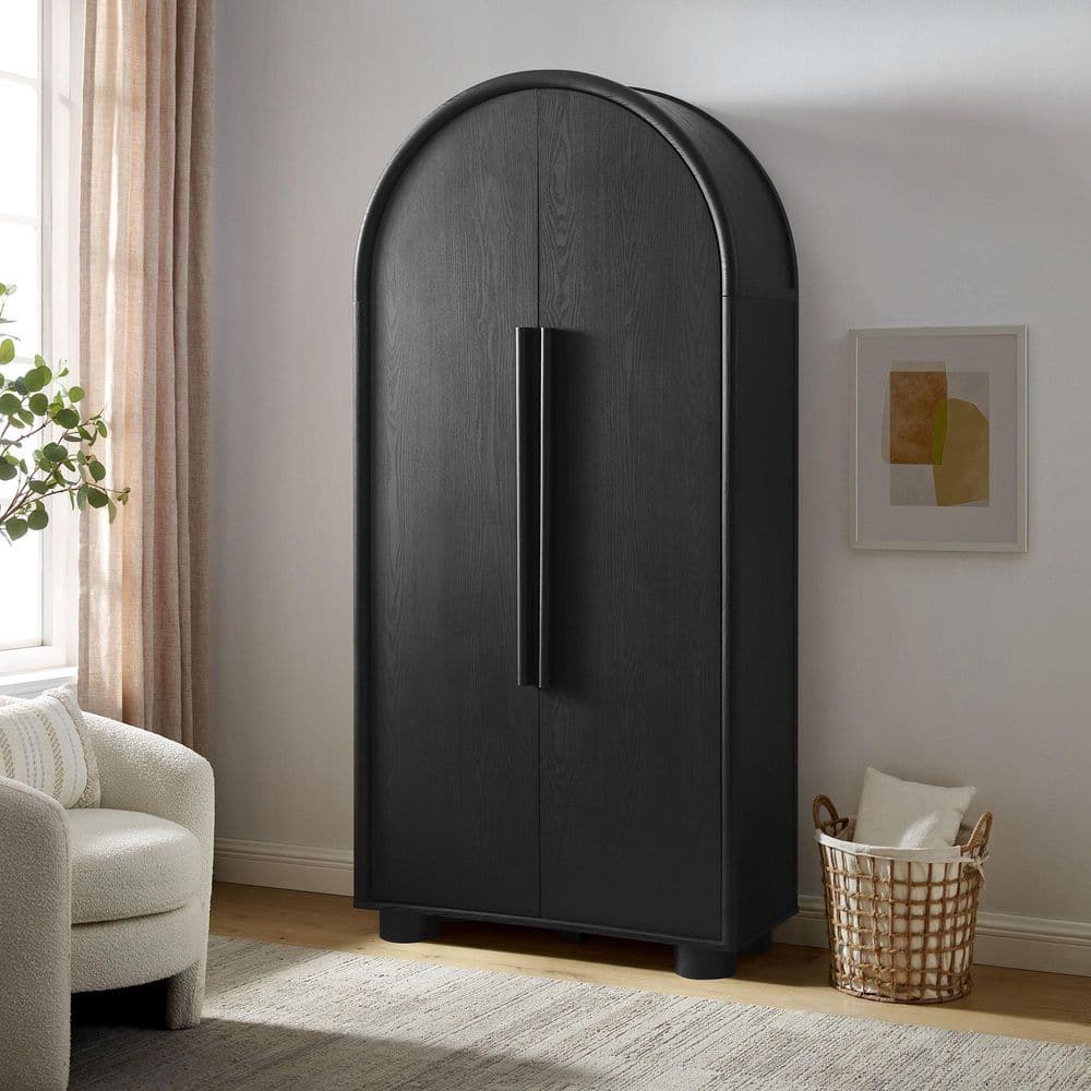 MODWAY Bellamy Black 79.1 in. Accent Cabinet Office Storage Cabinet ...
