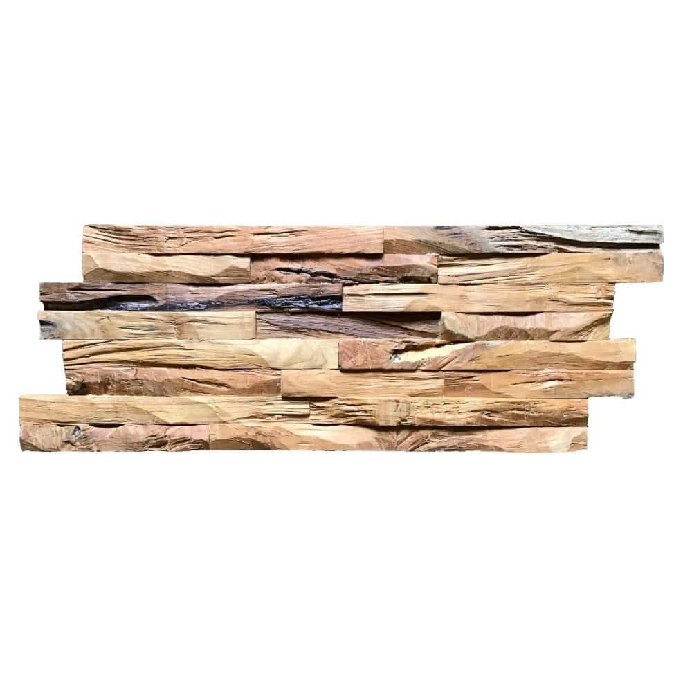 NOBLEWOOD 1 ft x 1.5 ft Branchwood Solid Teakwood 3D Wall Panel SAMPLE ...