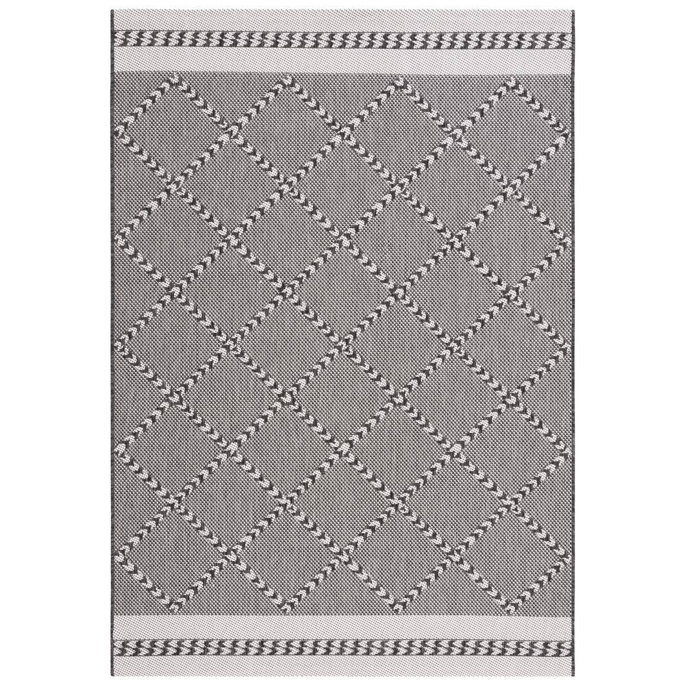 SAFAVIEH Courtyard Black/Ivory 9 ft. x 12 ft. Border Diamond Indoor ...