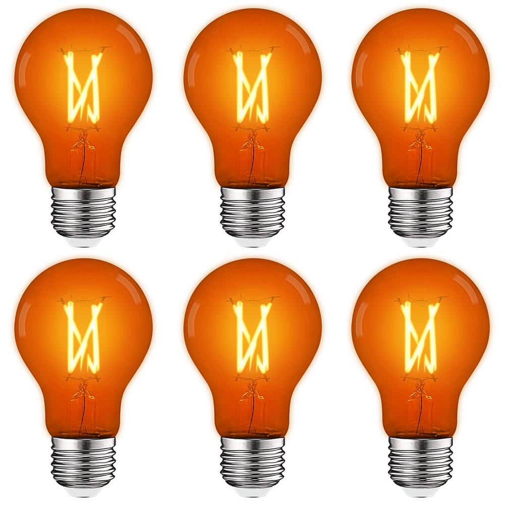 LUXRITE 60-Watt Equivalent A19 Edison LED Orange Light Bulb, 4.5W ...