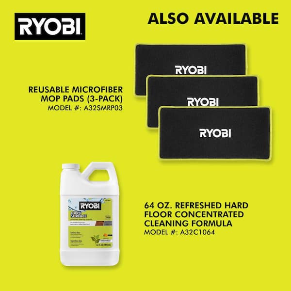 RYOBI USB Lithium Cordless Agitating Spray Mop Kit with 2.0 Ah Battery ...