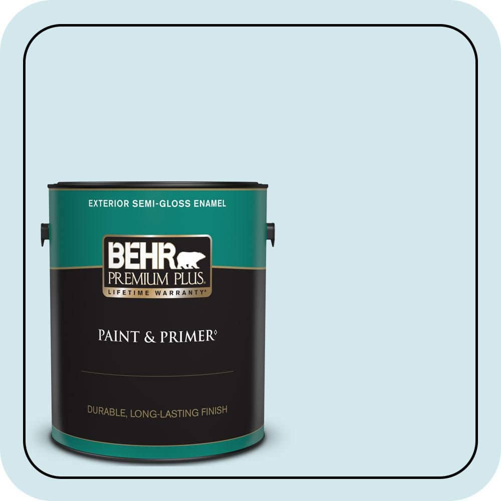 BEHR PREMIUM PLUS 1 gal. #520E-1 Coastal Mist Semi-Gloss Enamel ...