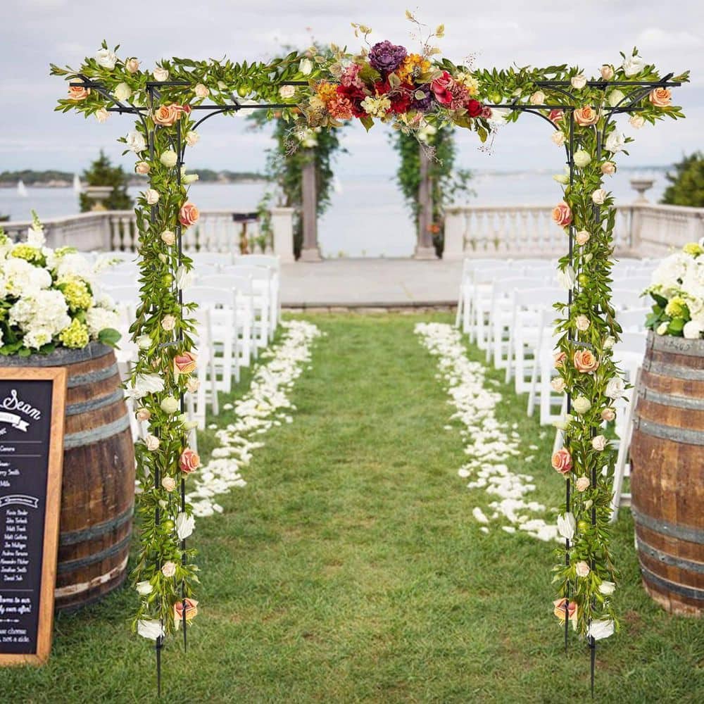 AUTMOON 81 in. Metal Garden Arch Wedding Archway Climbing Plants ...