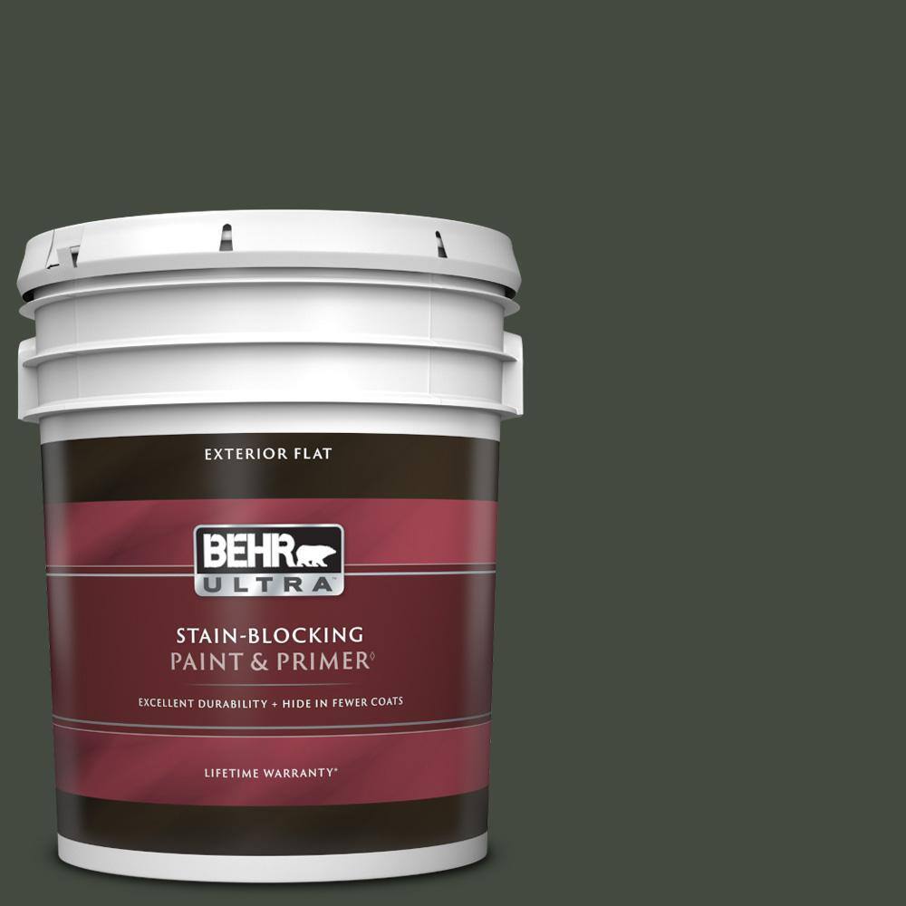 BEHR ULTRA 5 gal. #BXC-12 Deep Forest Flat Exterior Paint & Primer ...