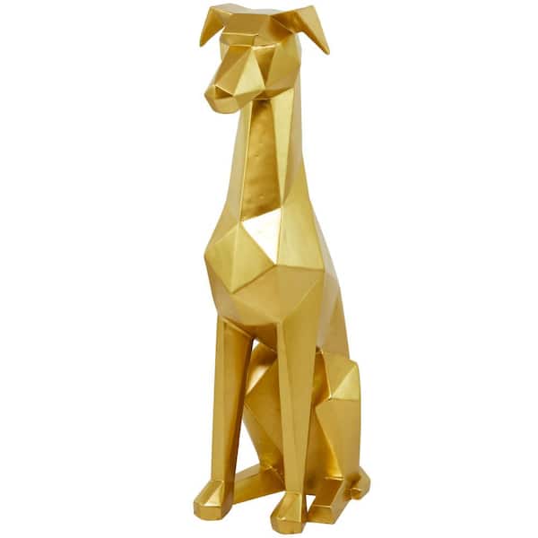 Reviews for Litton Lane 11 in. x 30 in. Gold Polystone Cubist Dog ...