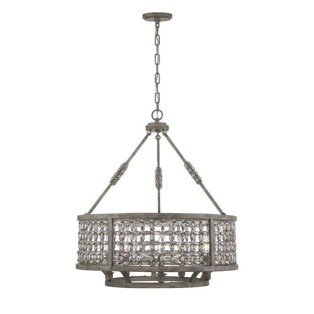 Savoy House Tyanna 26 in. W x 28 in. H 5-Light Aspen Gray Drum ...