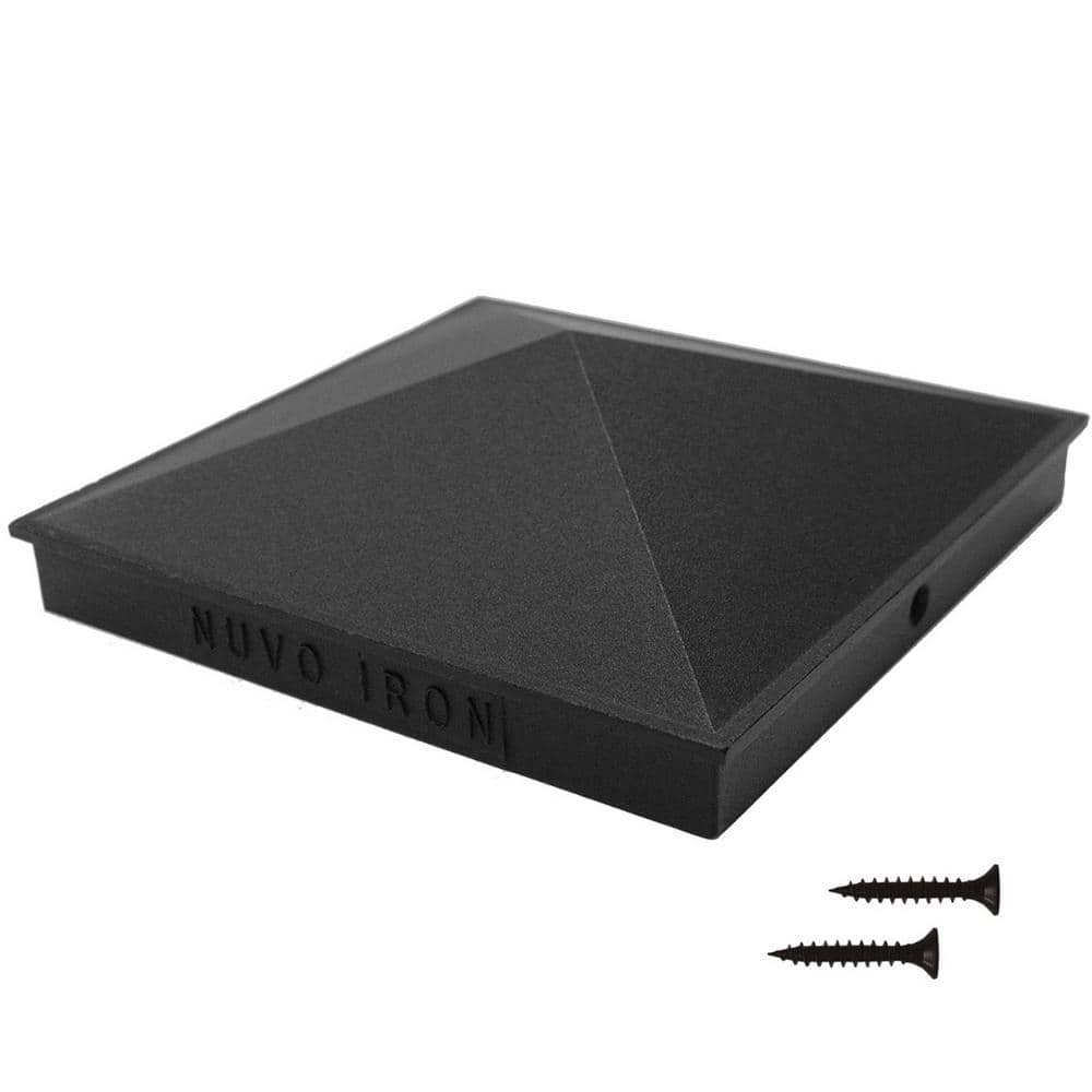 NUVO IRON 6 in. x 6 in. Black Aluminum Ornamental Pyramid Post Cap (24 ...