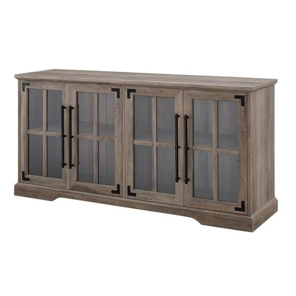 New 58 inch wide barn door television stand in grey wash finish store