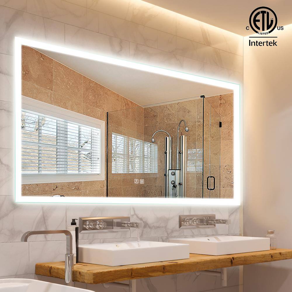 HOMLUX 72 in. W x 36 in. H Rectangular Frameless LED Light with 3-Color ...