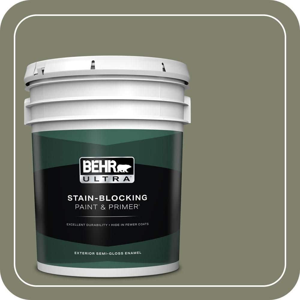 BEHR ULTRA 5 gal. #PPU10-18 Lizard Green Semi-Gloss Enamel Exterior ...