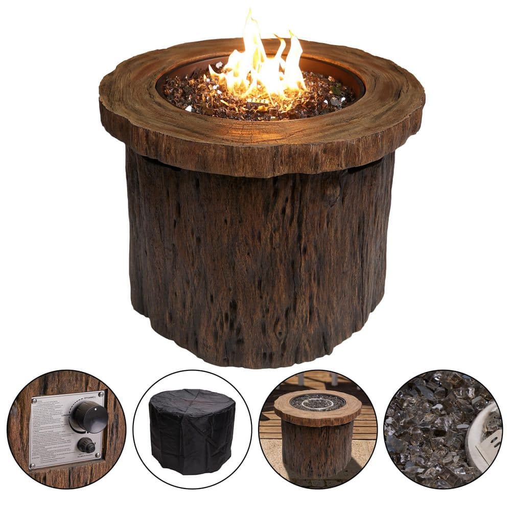 Alpine Corporation Rustic Wood Look 50000K BTU Gas Fire Pit with ...
