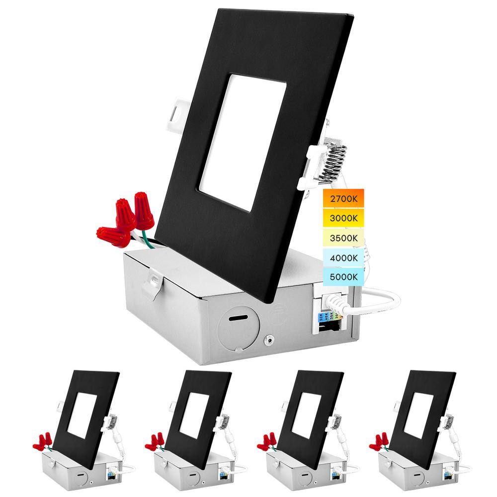 LUXRITE 4 in. Canless Ultra Thin J-Box 10W CCT 2700K - 5000K Remodel ...