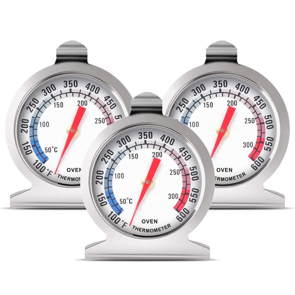 Wudkey 3-Pack Instant Read Stainless Steel Oven Thermometer, 100-600°F ...