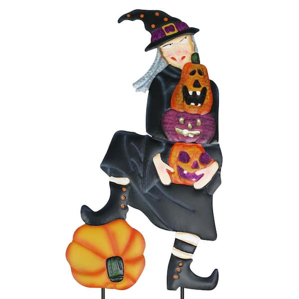 OGETFUUR 3-Pack Witch Silhouette Halloween Stakes with Cauldron for ...