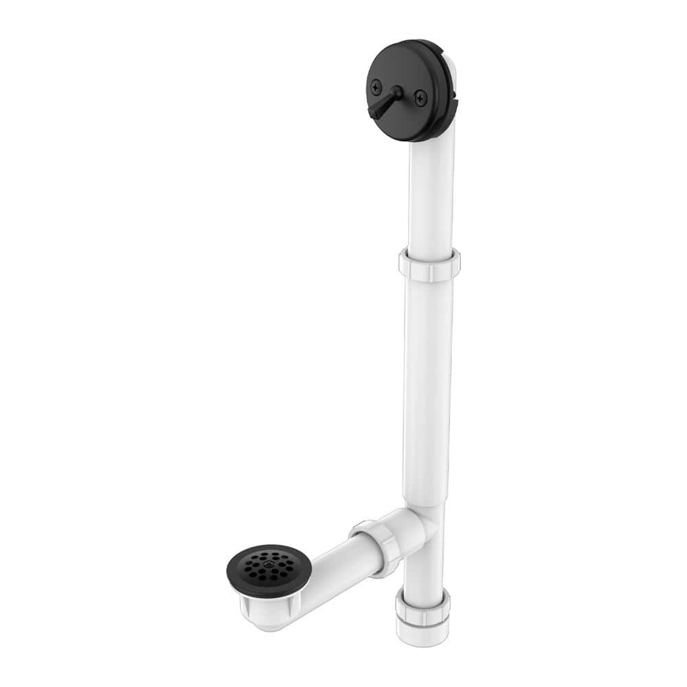 PF WaterWorks Matte Black Trim Trip Lever Bathtub Drain - White ...
