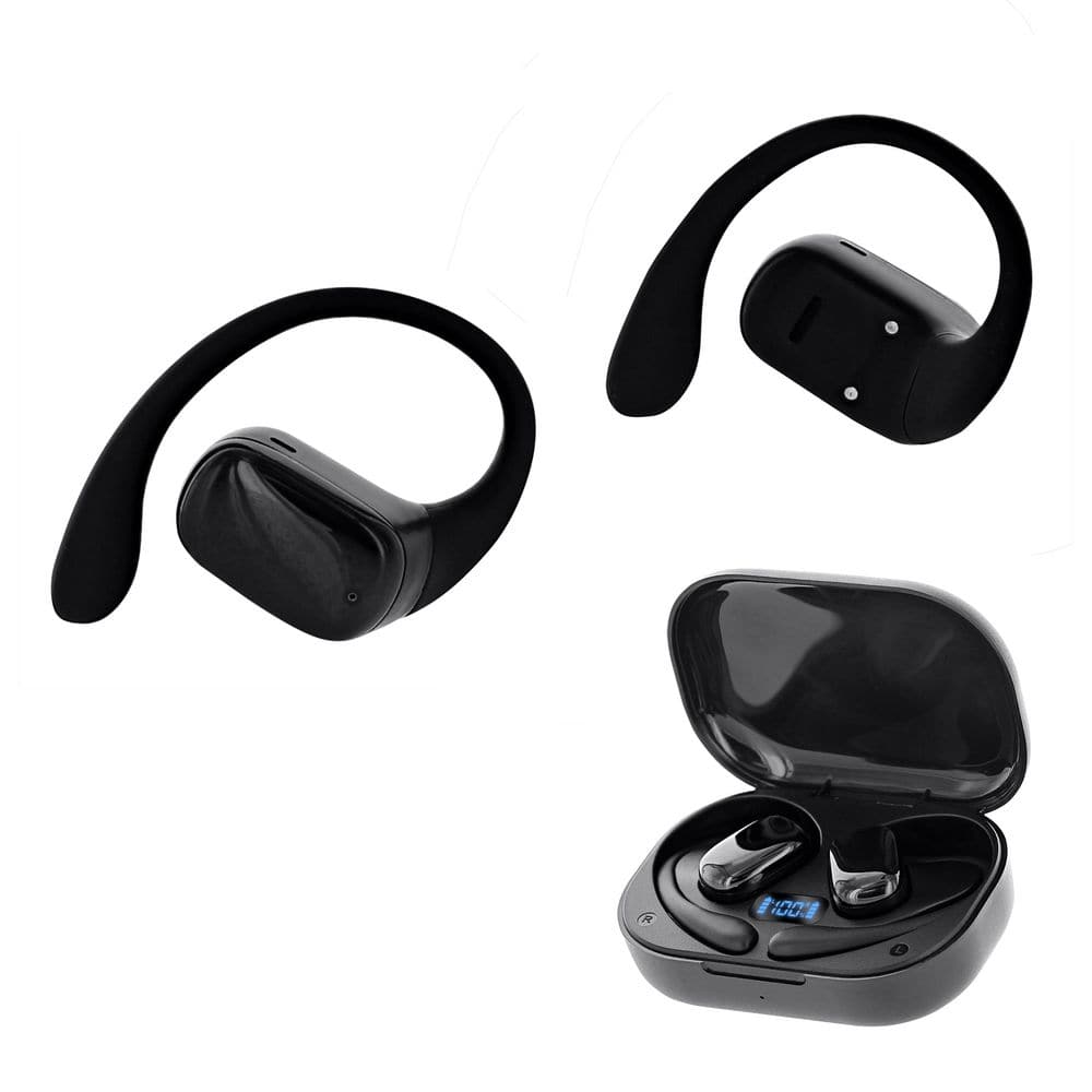 Sentry Black Wireless Bluetooth Over the Ear Earbuds-Hooks HDO-OVE300 ...