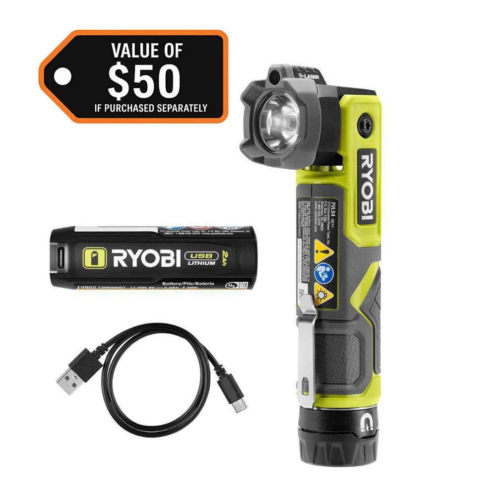 RYOBI USB Lithium Cordless Pivoting 625 Lumens Rechargeable Head ...